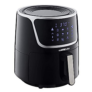 GoWISE USA GW22956 7-Quart Electric Air Fryer with Dehydrator & 3 Stackable Racks, Led Digital Touchscreen with 8 Functions + Recipes, 7.0-Qt, Black/Silver