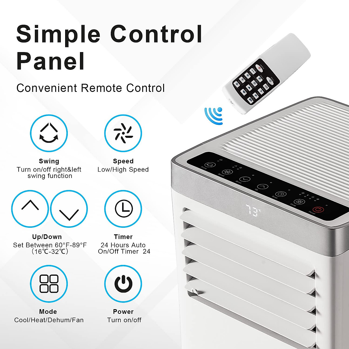 AOXUN 10000BTU Portable Air Conditioner and Heater Dehumidifier and Fan with Remote Control, 4-IN-1 Portable AC Unit For Room, Office, Dorm, Bedroom (Window Venting Kit Included)