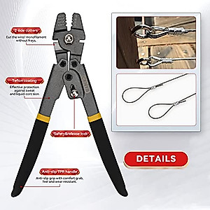 CENYB Up To 2.2mm（3/64 1/16 5/64 Inch） Teflon Coating Anti-Rust and Anti-Corrosion Wire Rope Crimper Fishing Crimping Tool