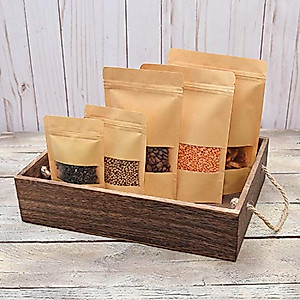 50 Pcs Self Sealing Sealable Packaging Paper Bags Waterproof Transparent Window Brown Stand Up Zipper Pouches Can Reusable for Food Tea Coffee bags Beans Nuts Seeds Dried Fruits Pouch (5.9"x8.6")…