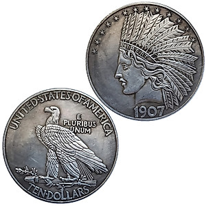 MarshLing Antique Liberty Indian Head Ten-Dollars Coin - Rare Coins Coins for Collectors Uncirculated Morgan Silver Dollars (Silver)