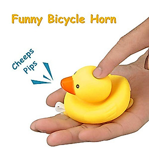 NEKRASH Duck Bike Bell, Rubber Duck Bicycle Accessories with LED Light, Cute Propeller Handlebar Bicycle Horns for Kids Toddler Children Adults Sport Outdoor
