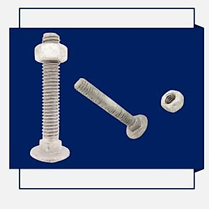 Canadian Fence & Hardware 516 x 2inch 10 Pack of Carbon Steel Rust Free Hurricane RoundFlat Head Carriage Bolt with Hex Nut for Home, Office Appliance, Fence Deck and Industries , Grey