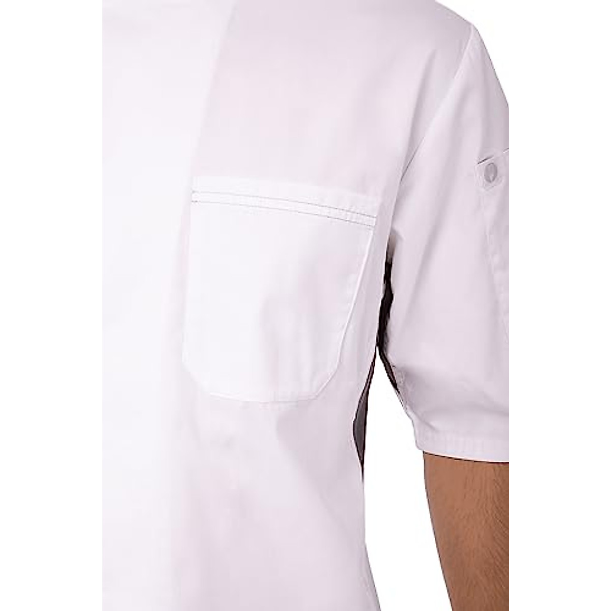 Chef Works Men's Valais V-Series Chef Coat, White W/ Grey Contrast, X-Large