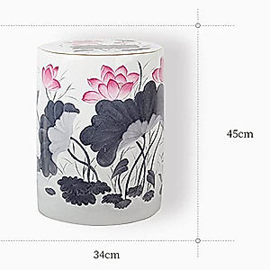 XARONF Hand-Painted Landscape Ceramic Drum Stool, Cylindrical Classical Dressing Stool, Creative Retro Entry Footstool. (Size : C)