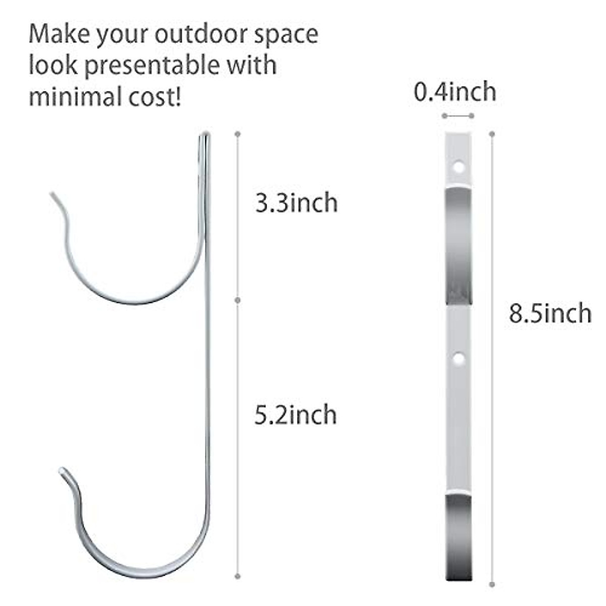 2 Pcs Set Pool Pole Hangers Heavy Duty Aluminium Holder with Screws Perfect Hooks for Swimming Pool Telescopic Poles Skimmers Nets Brushes Vacuum Hose Garden Equipment Outdoor Supplies (White)