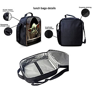 Yo-da A Three-piece Backpack,includ Stationery Bags,meal Bags,school Bags.cartoon school supplies Durable backpack for kids boys girls student