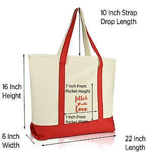 DALIX Filled With Love Cute Cotton Tote Bag in Red