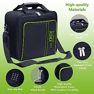 oamarando Carrying Case for XBOX ,Compatible with XBOX SERIES X/S, Travel Storage Bag for XBOX Controllers and Accessories,with Controller Protection Box (Black-Green)
