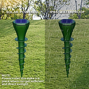 6 Pack Mole Repellent for Lawns Outdoor, Solar Powered Mole Traps Snake Gopher Repellent, Ultrasonic Screw Vibration Stakes Deterrent for Rodent Vole Groundhog Armadillo Chipmunk, No Kill Traps