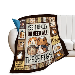 Guinea Pig Blanket Cute Guinea Pig Decor Throw Blankets Cozy Fleece Flannel Soft Warm Plush Lightweight Bedding Guinea Pig Stuff Gifts for Boys Girls Men Women Kids for Couch Sofa Bed 40"X50"