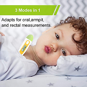 Digital Oral Thermometer for Adult and Kid, Easy@Home Accurate Fast Reading Body Temperature Thermometer for Oral and Underarm Measurement with Fever Alarm，EMT-021B-Green