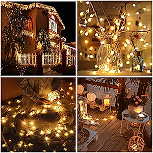 Tasodin LED Globe String Lights Battery Operated 20FT 50LED Fairy Lights with 8 Lighting Modes, Hanging Lights for Bedroom Dorm Patio Garden Christmas Party, Warm White