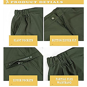 Men's Outdoor Stretch Quick Drying Cargo Pockets Hiking Camping Fishing Athletic Shorts with Multi Pockets Army Military
