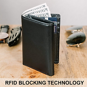 STAY FINE Top Grain Leather Trifold Wallet for Men | RFID Blocking | Ultra Strong Stitching | Extra Capacity Trifold Wallet | Thin and Sophisticated Tri-Fold Design