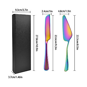 CEYAZYE Cake Cutting Set for Wedding, Cake Knife and Server Set, Stainless Steel Pie Server Set, Cake Cutter and Pie Spatula for Birthday Anniversary Christmas Party Gift Set (Rainbow)