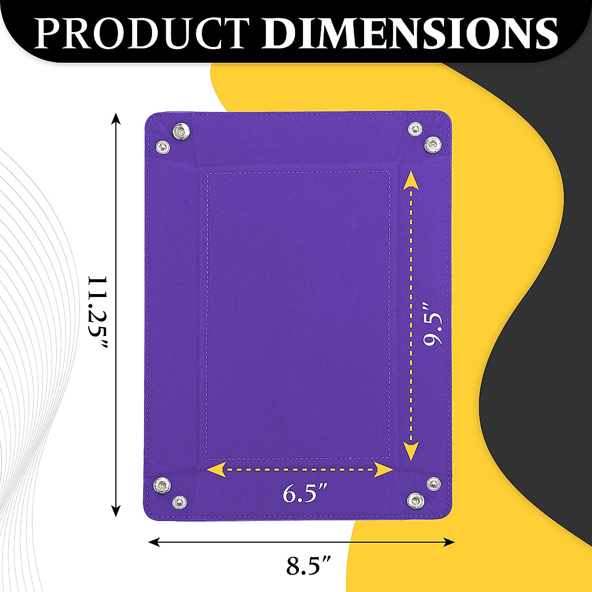 Harbor Loot Brand Black Dice Tray - Perfectly Sized at 8.5 x 11.25 Inches Unsnapped and 6.5 x 9.5 Snapped - Designed by Gamers - Packs Flat, Protects Your Table, and Keeps Dice Where They Belong