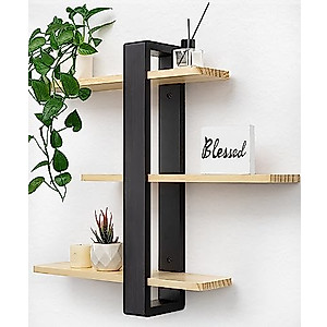 SUMGAR Floating Shelves for Wall Mounted Shelving Unit All Pine Wood 3 Tier Large Shelf for Bedroom Living Room Office Bathroom Home Decoration Storage Plant Photo Display Modern 20in