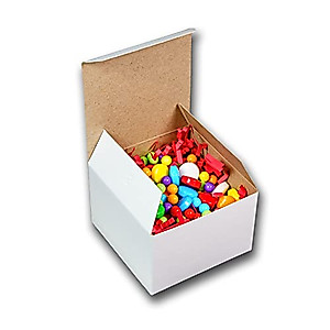 Charm Your Prince 25 Candy Boxes - White Gloss - 3x3x2 Disposable Gift Box - 25 Pack