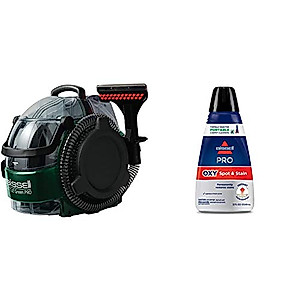 Bissell Little Green Pro Commercial Spot Cleaner BGSS1481 & Bissell Professional Spot and Stain + Oxy Portable Machine Formula, 32 oz, 32 Fl Oz