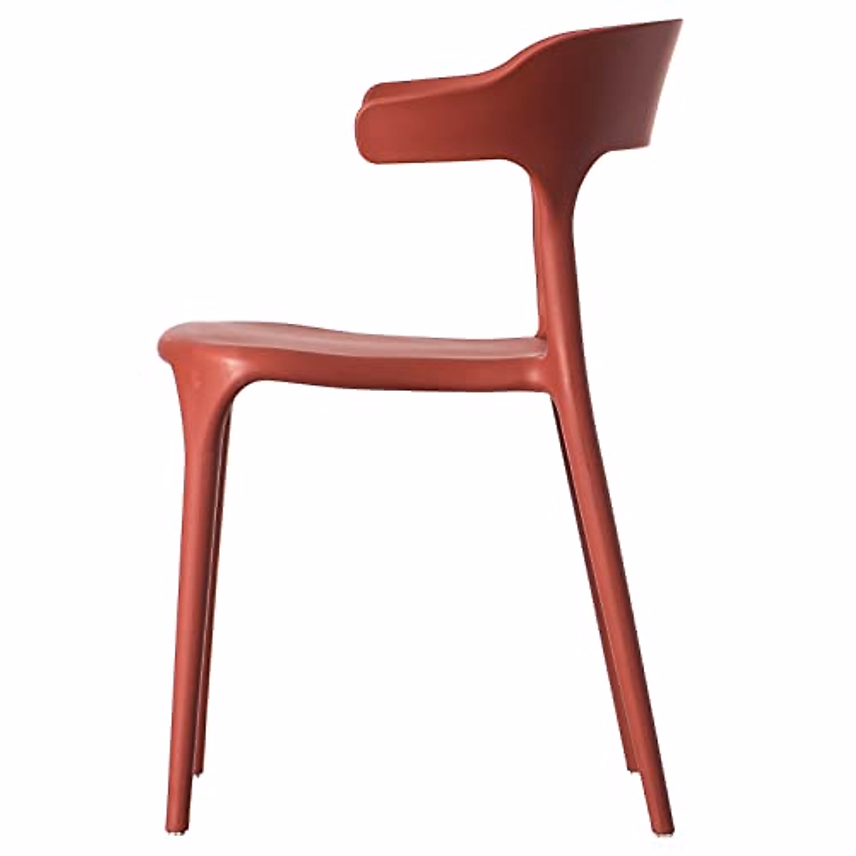 Fabulaxe Modern Plastic Outdoor Dining Chair with Open U Shaped Back, Red Set of 4