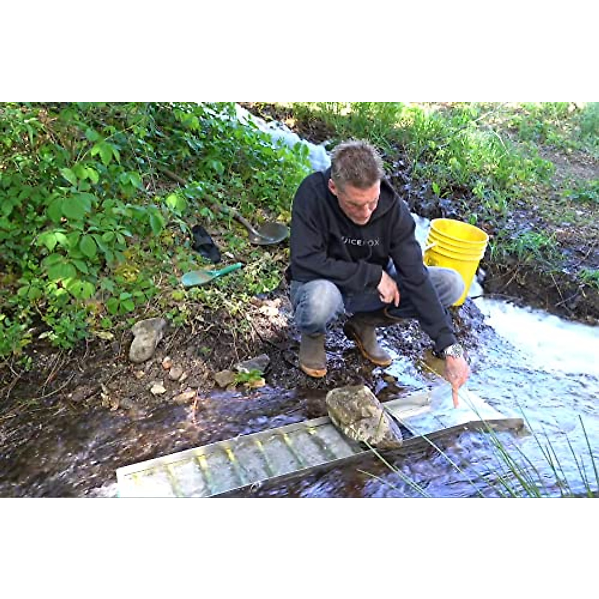 Sluice Box for Gold Mining; 50 inch Gold Prospecting Sluice; Folding Aluminum Sluice Box with Miners Moss; Large Gold Box for Gold Mining and Gold panning kit