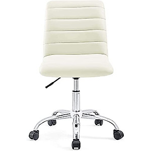 Modway Ripple Ribbed Armless Mid Back Swivel Conference Office Chair In White