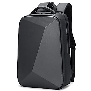 FENRUIEN Anti Theft Laptop Backpack for Men, Expandable Water Resistant Hardshell Backpack with USB Port, Black Business Travel Computer Bag 15.6 Inch