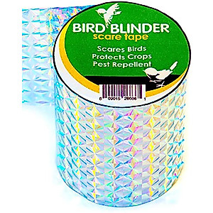 BIRD BLINDER The Original Bird Repellent Scare Tape - Bird Deterrent Tape (Diamond) - Scare Birds Away - Geese, Pigeon, Duck, Woodpecker - 147 Feet x 2-Inch Deterrent