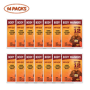 MR.ICE Body Warmers with Adhesive Backing, Body Hand Warmers Disposable Gives 12 Hours Warm (5.1"×3.7") for Women Men Kids, Extra Large Hand Warmers for Camping Hiking Fishing - 14 Packs