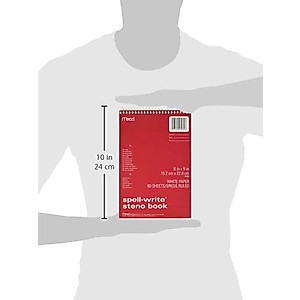 Mead Spell-Write Steno Book, Gregg Rule, 6 x 9 Inches, White, 80 Sheets (MEA43082)