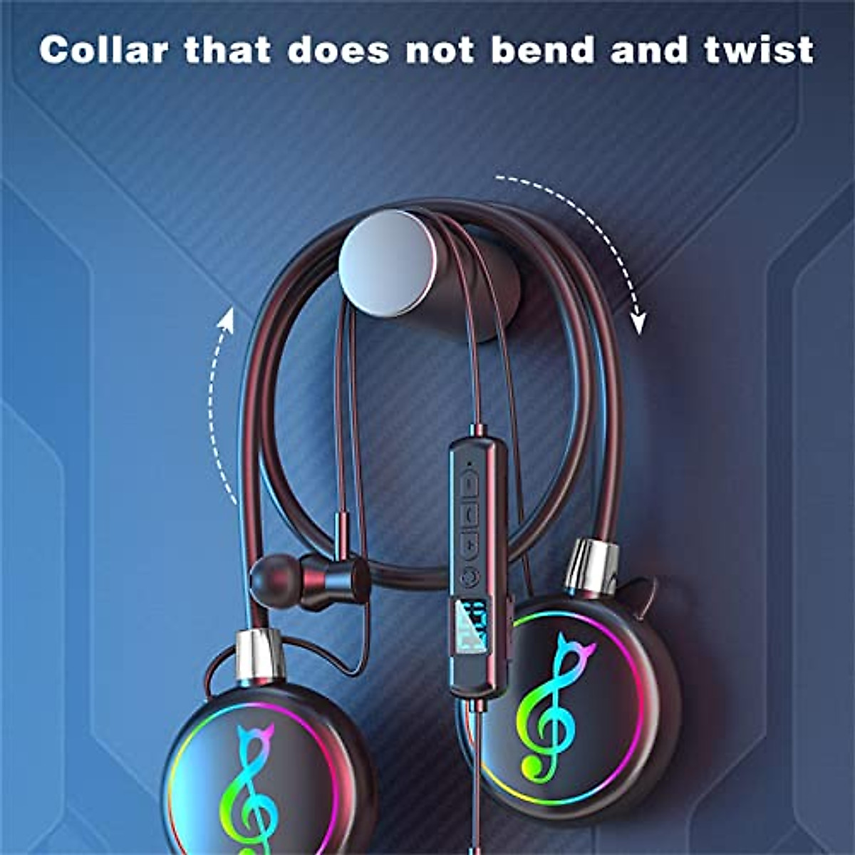 Wireless Bluetooth Halter Neck Headphones RGB Led Breathing Lamp Multi-Function Sports Earbuds in-Ear 5.3 Support Sd-Card, 3D Stereo Sound for Sports Gym