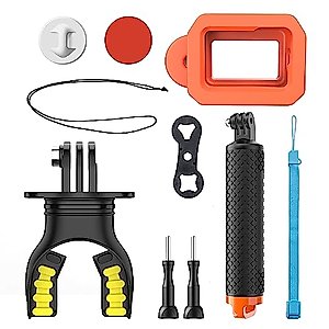 NUOBAKE Mouth Mount + Floaty Case + Floating Hand Grip for GoPro Hero 11 10 9 Black, Floating Case with Long Screw and Adhesive Anchors for Snorkeling, Surfing, Wakeboarding, GoPro Hero Accessories