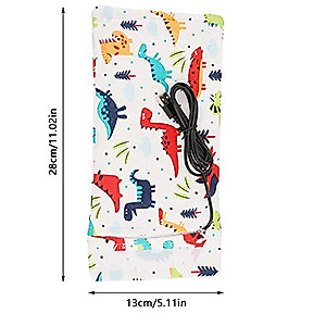 USB Baby Bottle Warmer for Breastmilk Milk Warmer for Baby Bottle Heater,Portable Travel Milk Heater Cover Mobile Bottle Warmer for Baby Milk Used in Home, Outside (inosaur-Pattern)