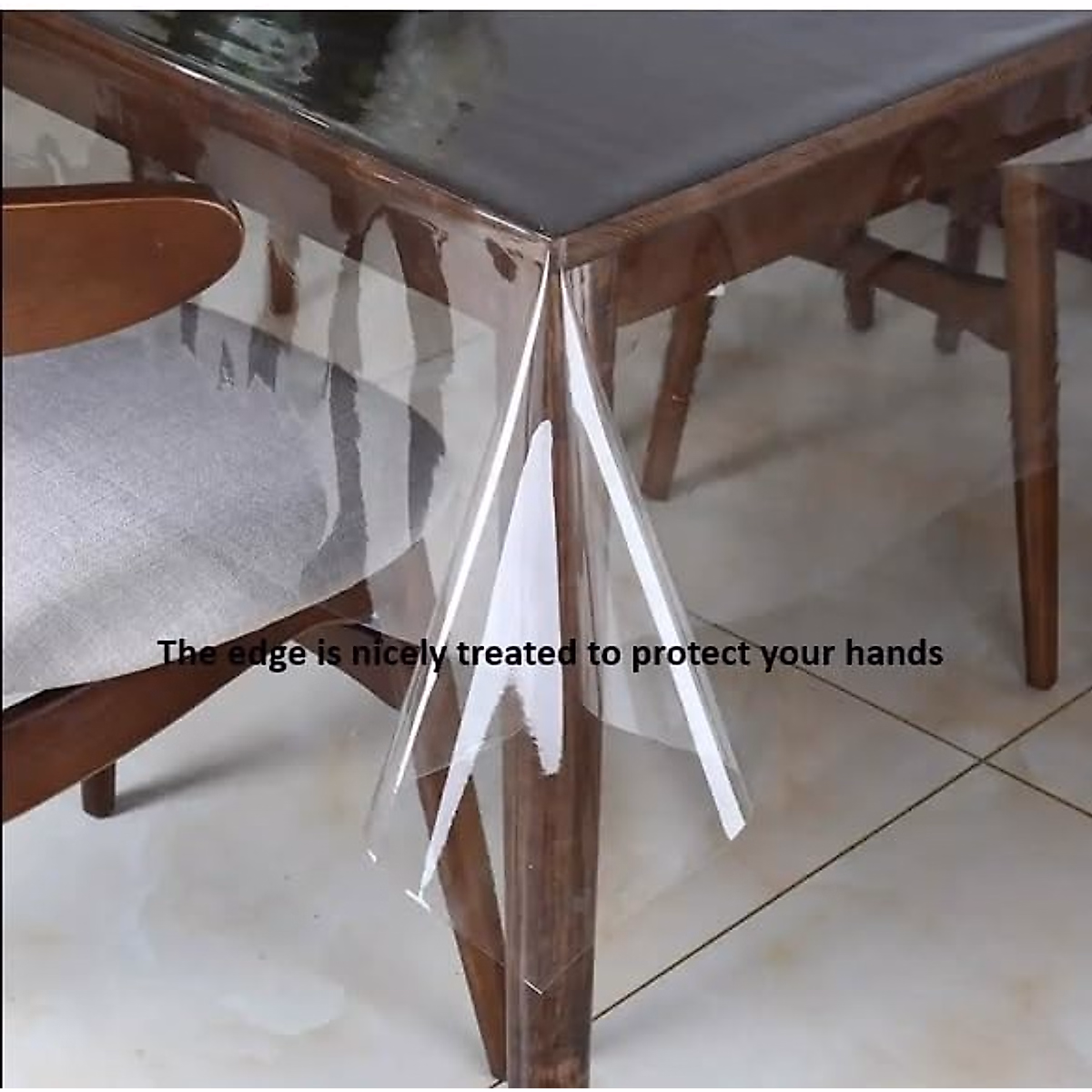Golden Linens LLC 2.2 mm Thick Clear Plastic Transparent Tablecloth Protector Water Proof Heavy Duty Easy Clean, Long Lasting Kitchen Dinning Table, Family Gathering Party Holidays (60" X 90")