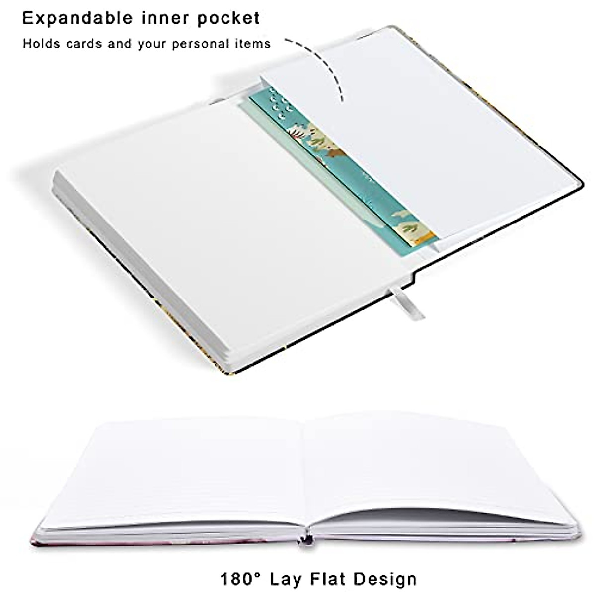 Huamxe Lined Journal Notebook, Marble Hardcover Journal for Women, Medium 5.7 x 8.4 in, 160 Pages Thick Paper, Cute Aesthetic A5 College Ruled Notebook for Journaling Writing Work Office School, Pink