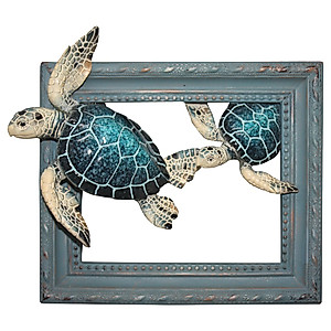 Comfy Hour Ocean Voyage Collection 7" Sea Turtle Coastal Marine Theme Wall Decorative Frame, Polyresin