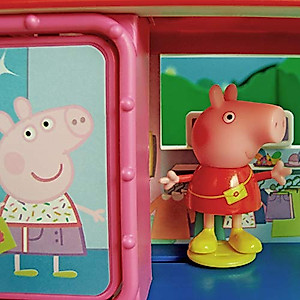 Peppa Pig Shopping Mall with Family, Includes 1 Connectable Mall Playset, 4 Character Toy Figures, 2 Chairs, 1 Pizza Table, 1 Toy Boat – for Kids - AMAZON EXCLUSIVE