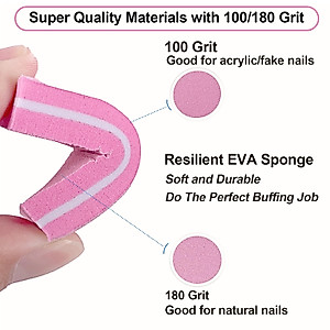Pink Professional Nail Buffer Set - 30 Pcs, Acrylic & Natural Nails, 100/180 Grit Buffer Blocks