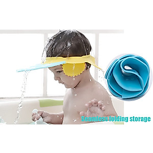 ericotry 3psc Soft Adjustable Baby Kids Bathing Shower Cap Wash Hair Shield Direct Visor Cap(Color Random)