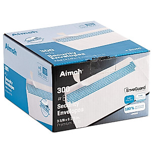 300 #6 3/4 Security Tinted Self-Seal Envelopes - No Window, EnveGuard, Size 3-5/8 X 6-1/2 Inches - White - 24 LB - 300 Count (34300)