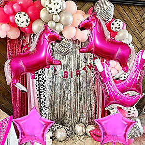 6Pcs Western Cowgirl Party Balloons, Pink Cowgirl Boots Balloons Horse Balloons and Star Balloons for Girls Western Themed Birthday Baby Shower Bachelorette Party Decorations Supplies
