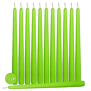 12 Pack Tall Taper Candles - 12 Inch Lime Dripless, Unscented Dinner Candle - Paraffin Wax with Cotton Wicks - 10 Hour Burn Time