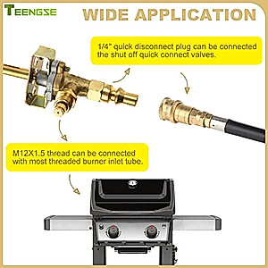 TEENGSE Grill Valve Replacement Part, Control Valve with M12x1.5 Thread and 1/4" Quick Disconnect Plug Compatible with Olympian 5500 and 5100 and Weber 200 Gas Grill, Trailer's Propane Control Supply