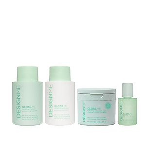 GLOSS.ME Hydrating & Shine System by DESIGNME | Natural, Sulfate Free Shampoo, Hair Conditioner for Dry Hair, Hair Serum, & Hair Mask | With Moisturizing Hemp & Argan Oil for Strong, Soft & Shiny Hair