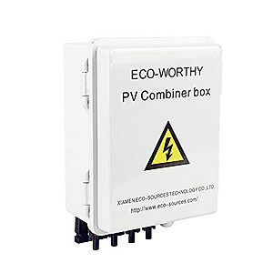 Gimax 4-String Solar PV Combiner Box W Circuit Breakers Surge Lightning Arrester Protection - (Ships From: United States)