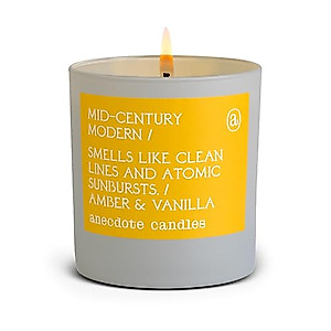 Anecdote 'Mid-Century Modern' Coconut Soy Wax Candle Tumbler | Premium Hand Poured & Long Burning | Amber & Vanilla Scent | Phthalate-Free | for Home, Office, Gift - 9 Oz