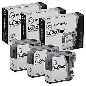 LD Compatible Ink Cartridge Replacement for Brother LC207BK Super High Yield (Black, 3-Pack)