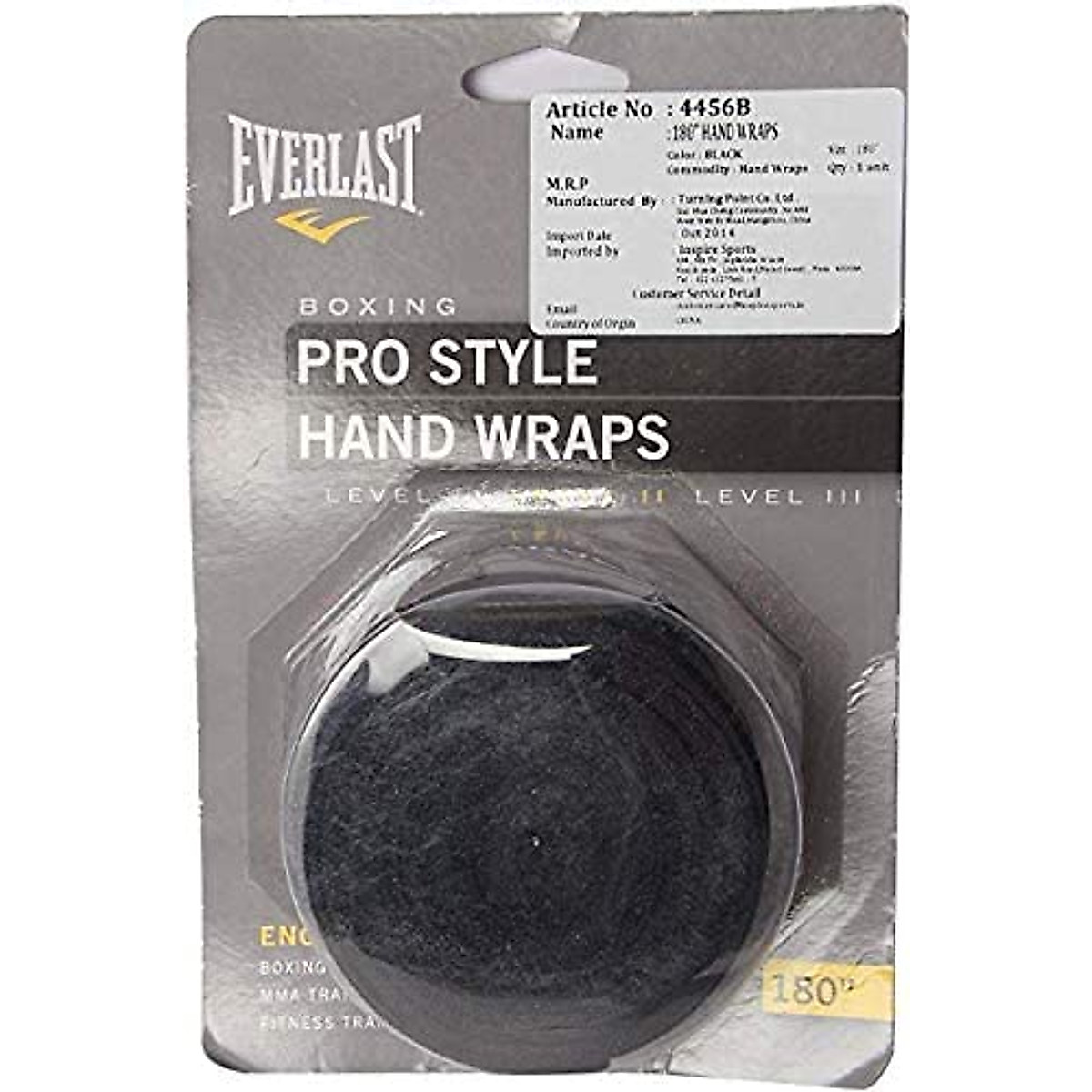 Everlast Worldwide 108-Inch Hand Wrap (Black)