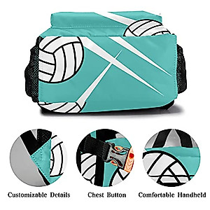 Urcustom Custom Kid Backpack, Volleyball Player Number Team Name Teal Personalized School Bookbag with Your Own Name, Customization Casual Bookbags for Student Girls Boys